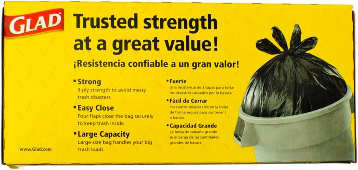Glad® Strong Quick-Tie® Can Liners, LLDPE, 30-Gal, Black – Klear Right ...